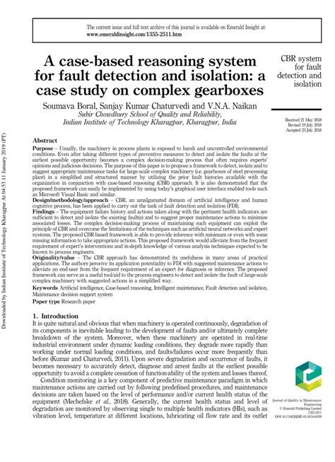 Pdf A Case Based Reasoning System For Fault Detection And Isolation