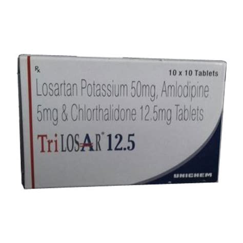 Trilosar 12 5 Losartan Potassium And Chlorthalidone Tablets Packaging Type Box At ₹ 87 79