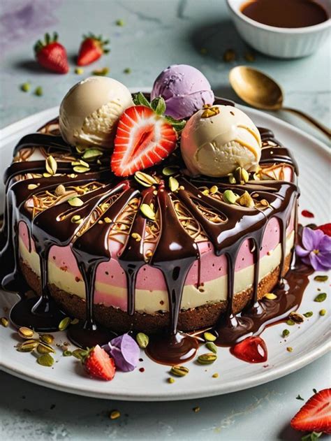 Dessert Masterpiece A Symphony Of Chocolate Caramel And Vibrant