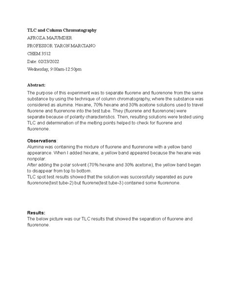 TLC And Column Chromatography TLC And Column Chromatography AFROZA MAJUMDER PROFESSOR YARON