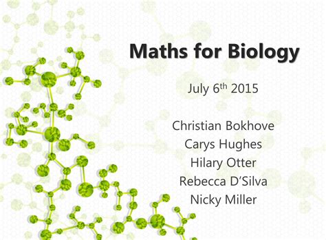 Maths For Biology Mathematics Science And Health Education Research Centre