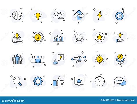 Set Of 24 Creativity And Idea Web Icons In Line Style Creativity Finding Solution