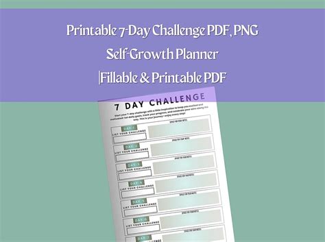 7 Day Goal And Habit Tracker Printable And Fillable Self Growth Challenge Planner Template For