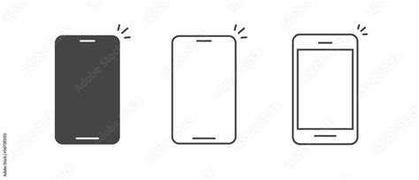 Cell Phone Line Outline Frame Smartphone Simple Vector Graphic Mockup