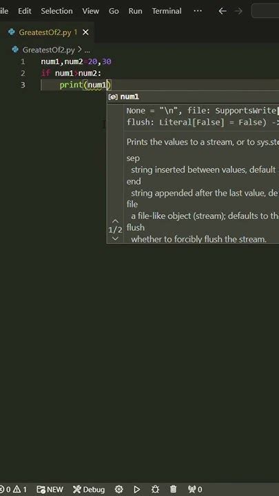 Greatest Of Two Numbers In Python Shorts Youtube