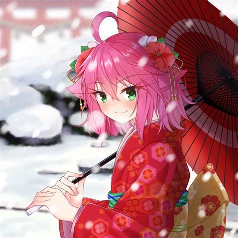 Serene Anime Girl In Kimono Wallpaper Background Free Download