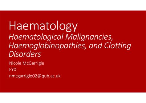 Haematology Lecture Slides Content Medall