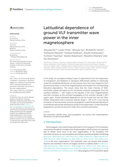 Pdf Latitudinal Dependence Of Ground Vlf Transmitter Wave Power In The Inner Magnetosphere