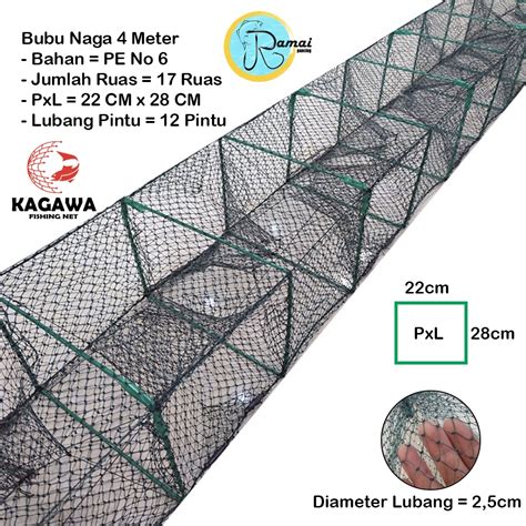 Jual Jaring Bubu Naga 4 Meter Kagawa Fishing Net Jaring Udang 12 Lubang
