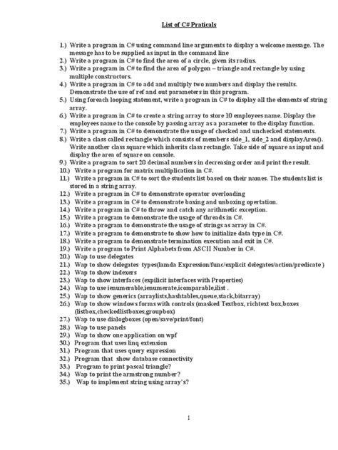 Final List C Praticals Pdf Method Computer Programming Class