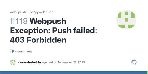 Webpush Exception Push Failed 403 Forbidden Issue 118 Web Push Libs Pywebpush GitHub