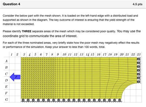 Solved Question 4 45 Pts Consider The Below Part With The Mesh Shown