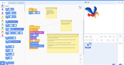 tutorial coding scratch 3 0 membuat animasi burung kakatua terbang