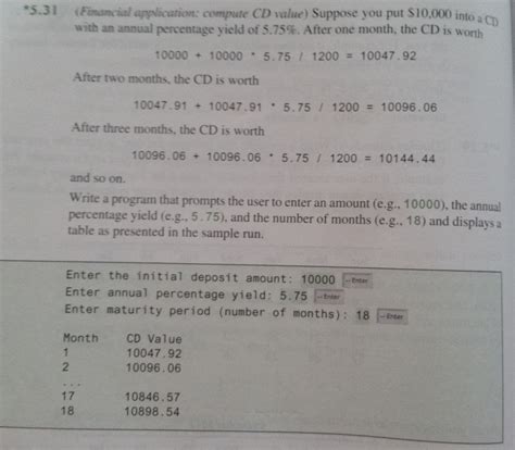 Solved S31 Financial Application Compute Cd Value Suppose