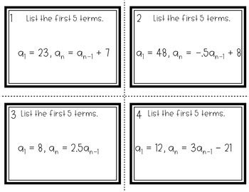 Recursive Formula Task Cards By MrsTech Teachers Pay Teachers