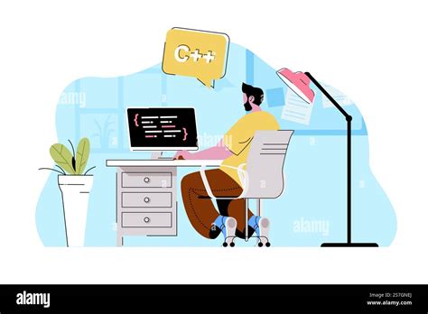 Software Engineering Concept Programmer Creates Apps Works At