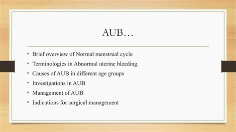 Abnormal Uterine Bleeding Seminar Obstetrics And Gynecology Pptx