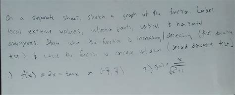Solved On A Separate Sheet Sketh A Graph Of The Function
