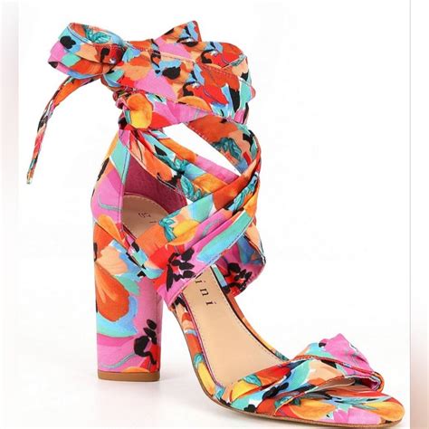 Gianni Bini Shoes Gianni Bini Astraahh Printed Ankle Wrap Block Heel