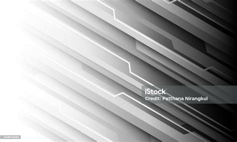 Abstract Grey Tone Cyber Line Circuit Geometric Slash Dynamic White Blank Space Design Modern