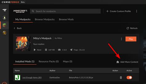 Creating a Custom Profile: CurseForge support