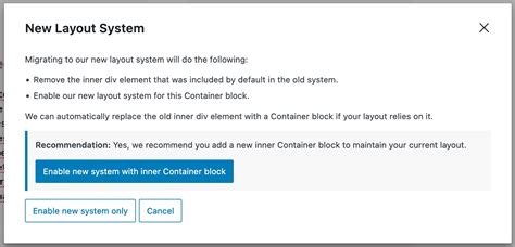 migrating container legacy layout documentation