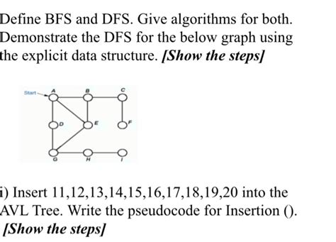 Solved Define Bfs And Dfs Give Algorithms For Both