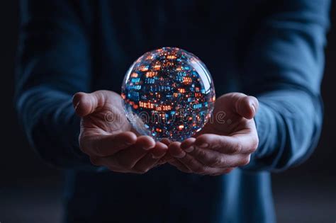 Encrypted Codes On A Globe Held By Hands Showcasing Global Solutions