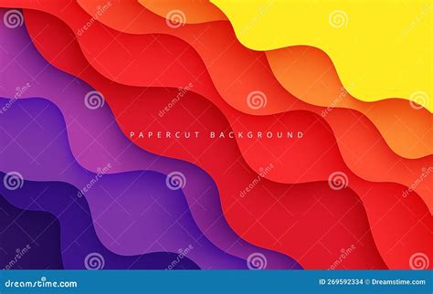 Multi Colored Abstract Red Orange Purple Yellow Colorful Wavy Papercut Overlap Layers Background