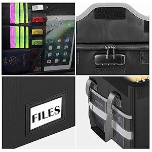 Amazon Com DocSafe Fireproof Document Box With Lock File Storage Organizer With Pockets