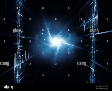 Composition Of Fractal Grids Lights And Technological Elements With Metaphorical Relationship