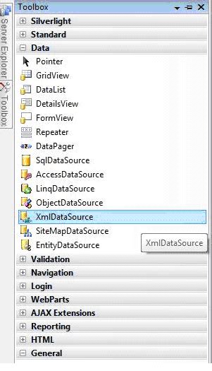 xml datasource control in asp 3 5