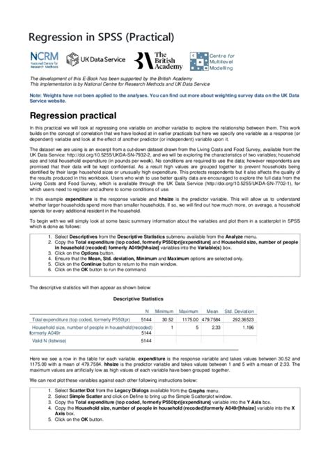 Pdf Regression In Spss Practical