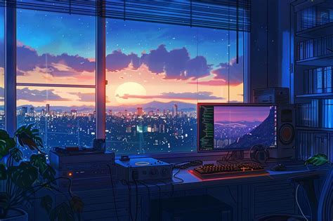 Premium Photo Lofi Coding Retreat Coder Embraces Retro Anime Vibes In