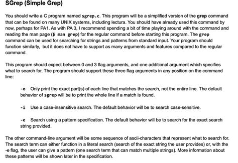 solved sgrep simple grep you should write a c program named sgrep