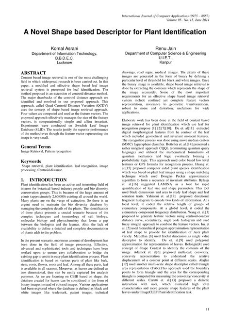 Pdf A Novel Shape Based Descriptor For Plant Identification