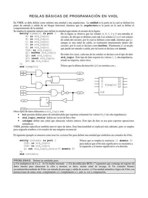 Reglas Básicas De Programación En Vhdl Pdf Vhdl Puerta Lógica