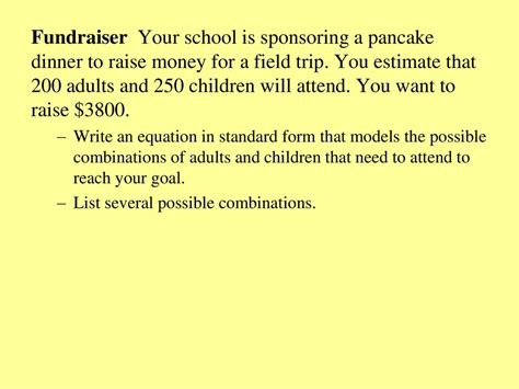 lesson 5 4 write linear equations in standard form word problems