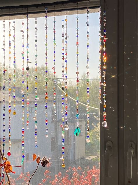 Beaded Window Decor With Flowers