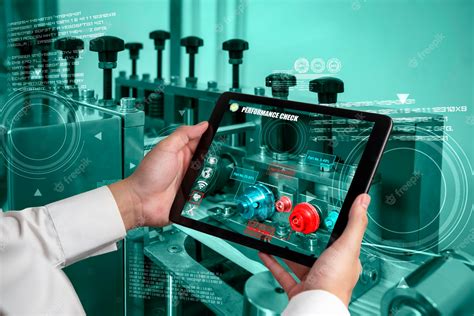 Premium Photo Engineer Use Augmented Reality Software In Smart Factory Production Line