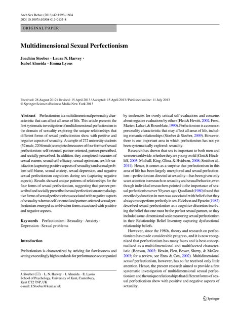 Pdf Multidimensional Sexual Perfectionism