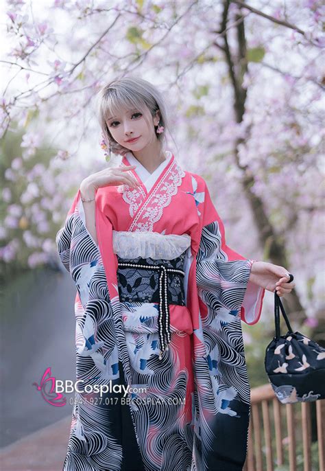 Furisode Kimono Momo No Umi S Ng V Ho Ng H N Gi T T Bbcosplay Com