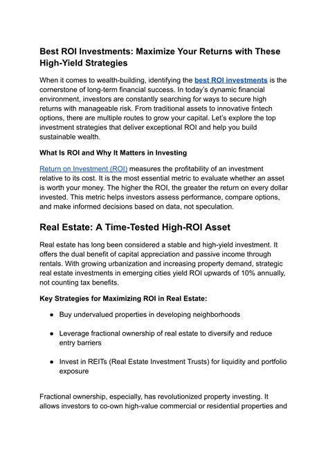 Ppt Best Roi Investments Maximize Your Returns With These High Yield
