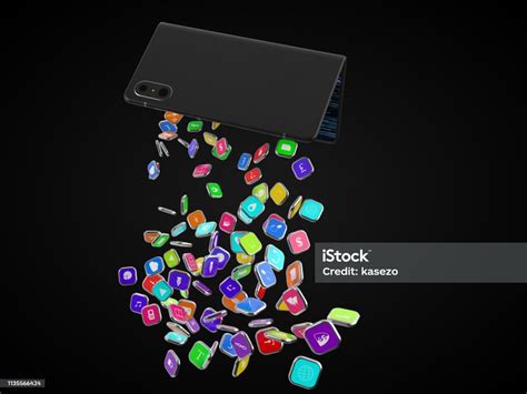 스마트 폰 아이콘은 접이식 스마트 폰에서 추출 전화 및 타블렛 하이브리드 3d 일러스트레이션 3차원 형태에 대한 스톡 사진 및 기타 이미지 Istock