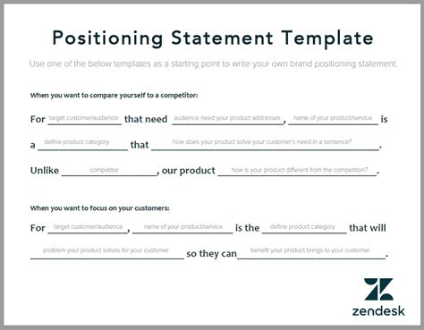 Form Positioning Statement Template Zendesk Rédaction