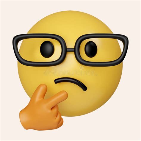 3d Thinking Face Emoji Emoticon Face Shown With A Single Finger And