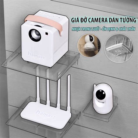 Giá Đỡ Camera Ip Treo Tường Hamart Kệ Để Router Wifi Dán Tường Nhựa Acrylic Trong Suốt Dính Chắc