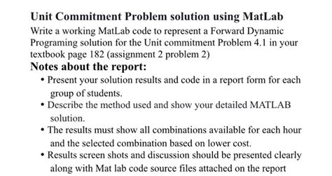 Unit Commitment Problem Solution Using Matlab Write A