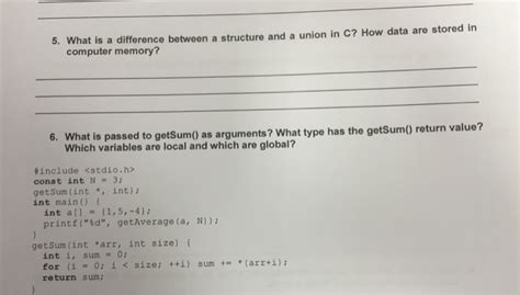 Solved What Is A Difference Between A Structure And A Union Chegg Com