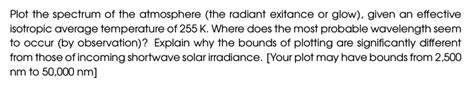 Solved Please Work Using Python Plot The Spectrum Of The Atmosphere